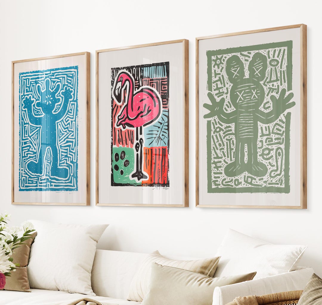 Groovy 70s Art Prints: Colorful Maximalist Decor, Set of 3 - Etsy
