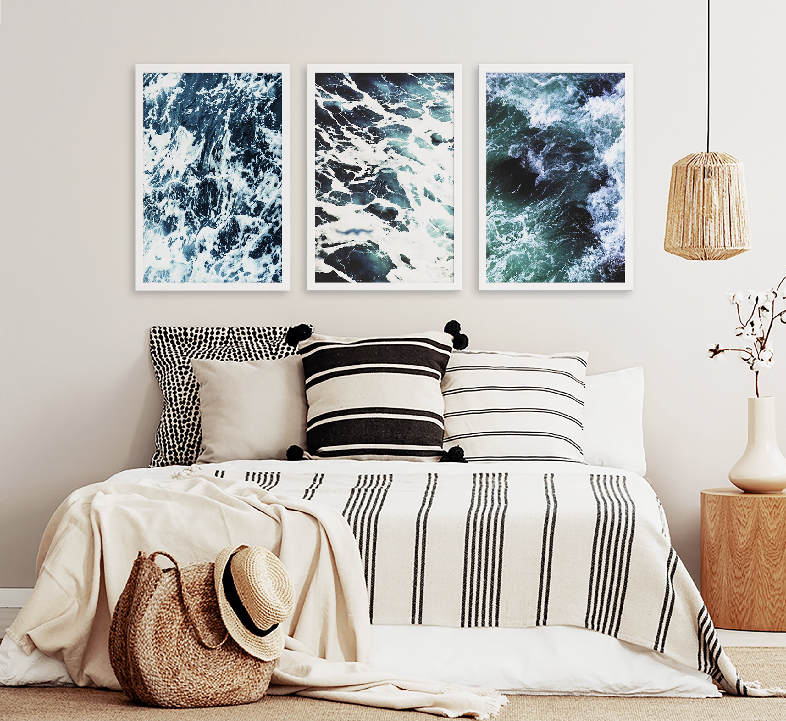 Ocean Poster Set of 3 Waves Large Modern Waves Photo | Etsy