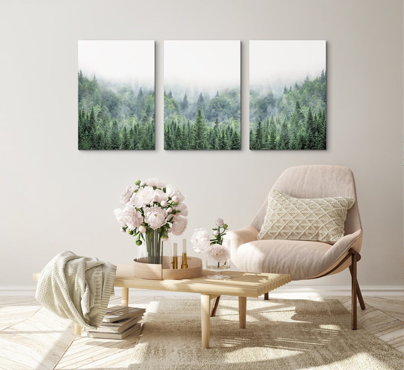 Green Forest Giclee Print Set: Pine Tree Landscape Wall Art - Etsy