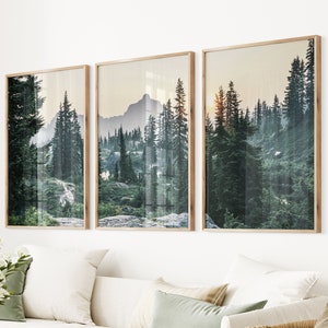 Mountain Forest Set Nature Art Set of 3 Giclee Mountains Forest Set ...