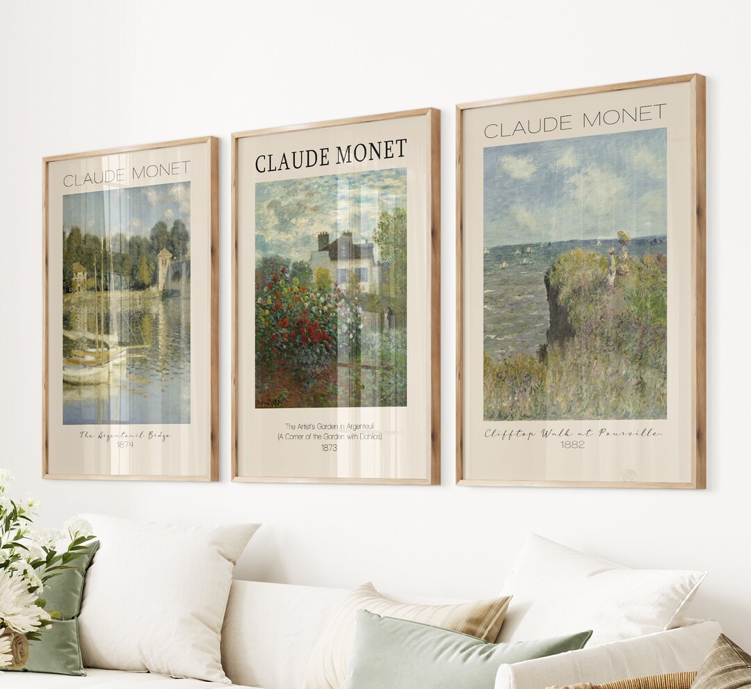 Claude Monet Print Set of 3: Impressionism Landscape Art, Vintage ...