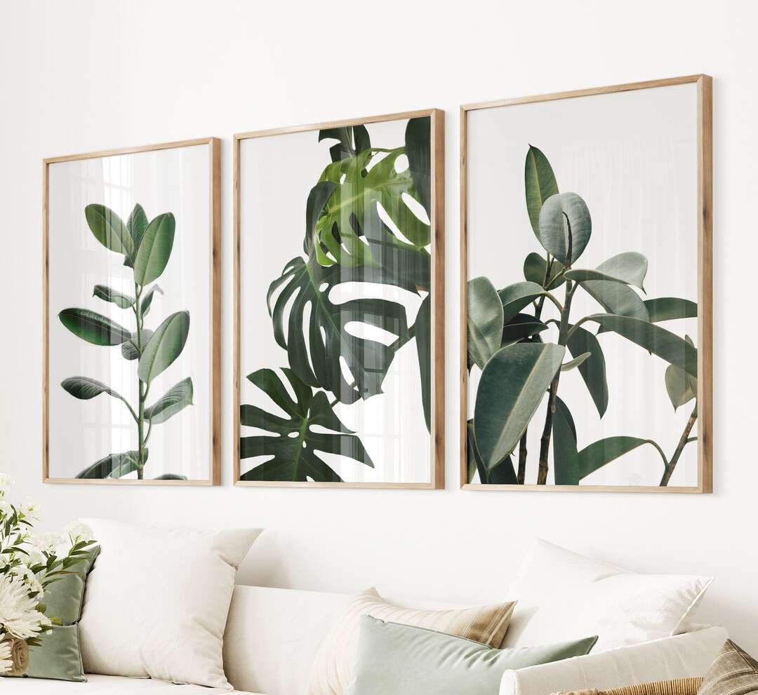 Large Leaves Set Green Botanical Set Tropical Plant Print Greenery ...