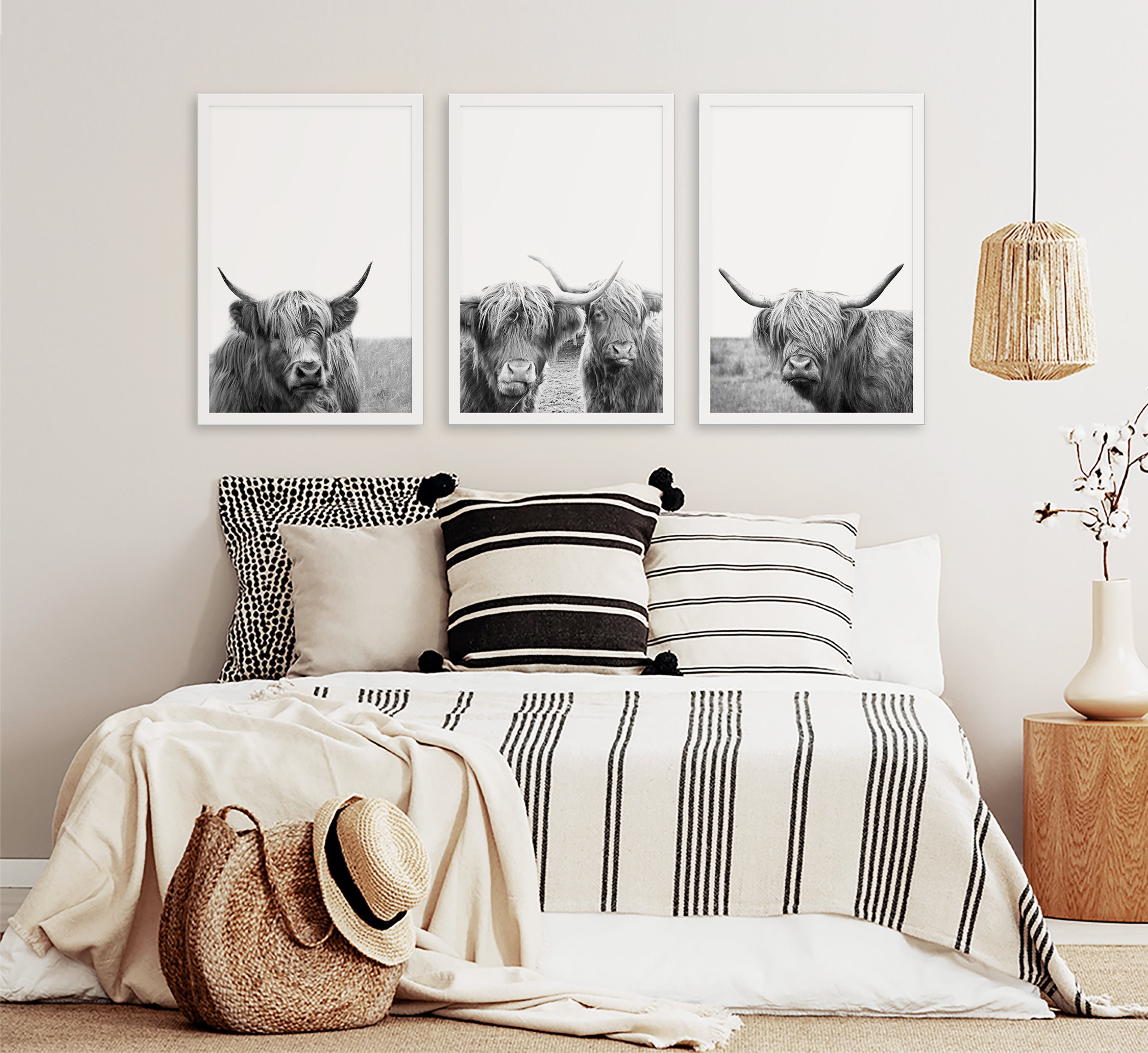 Highland Cow Poster Farm Nursery Animal Farmhouse Style Boho | Etsy