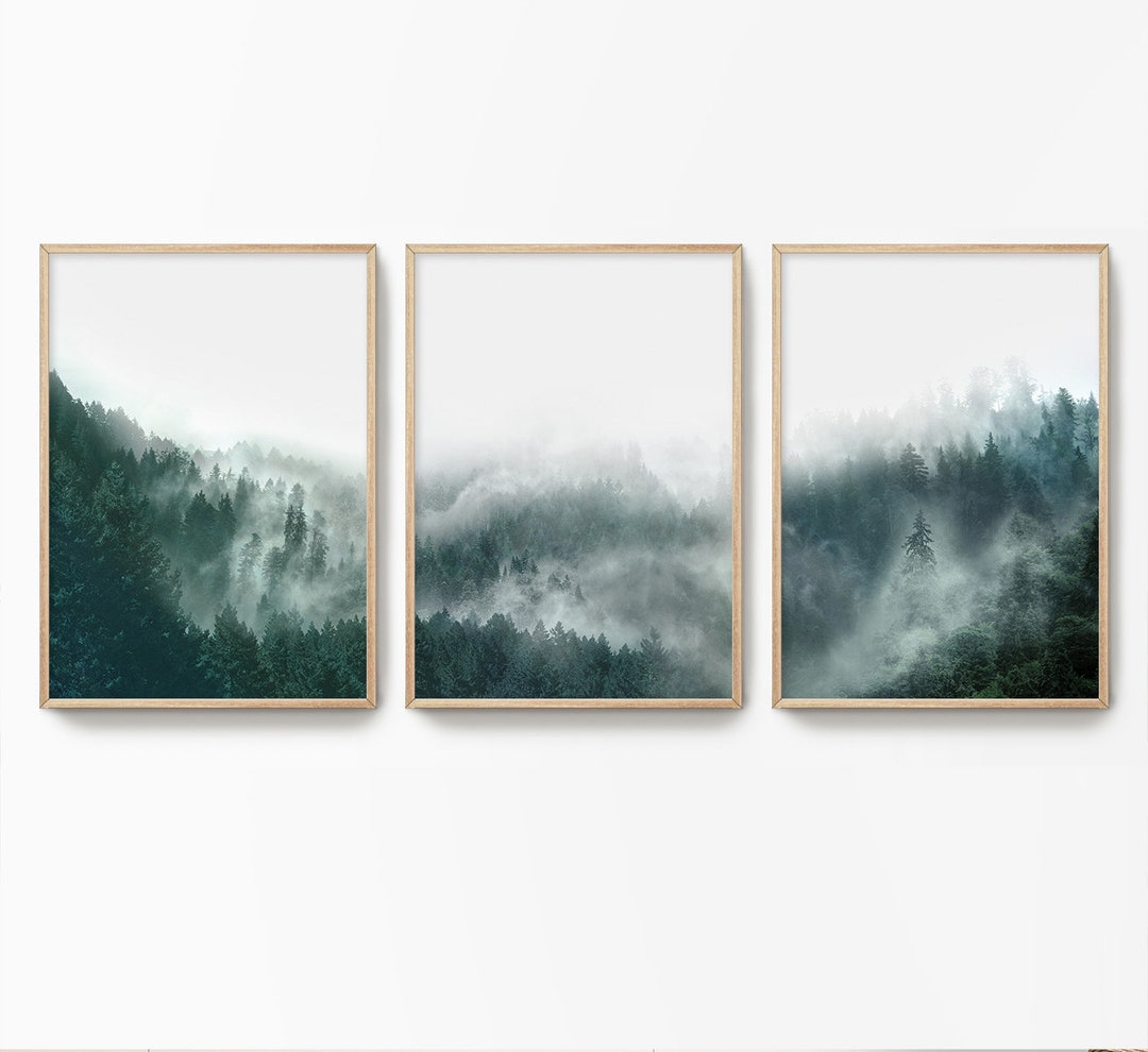 Fog Forest Set of 3 Misty Nature Poster Scandinavian Forest - Etsy