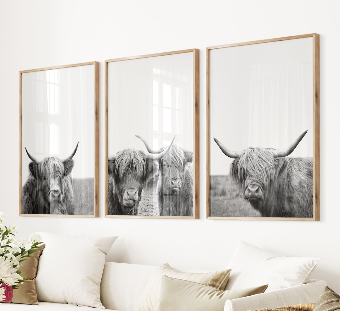 Highland Cow Poster Farm Nursery Animal Farmhouse Style Boho Country ...