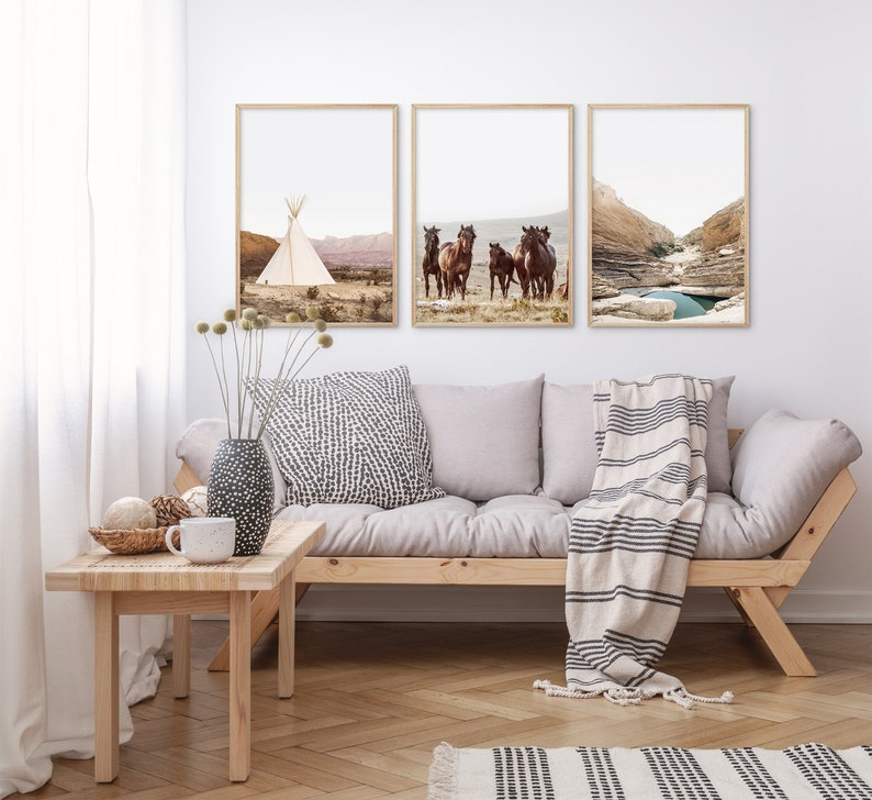 Texas Desert Art Print Set: Teepee, Wild Horses, Big Bend - Etsy