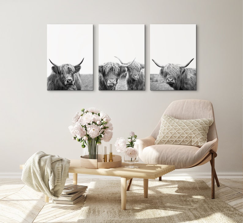 Highland Cow Poster Farm Nursery Animal Farmhouse Style Boho | Etsy