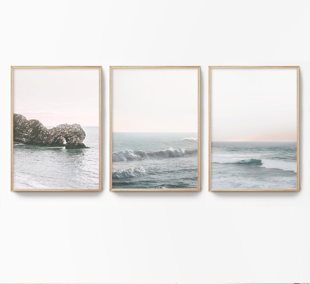 California Coastal Pastel Beach Poster Summer Blush Beach - Etsy