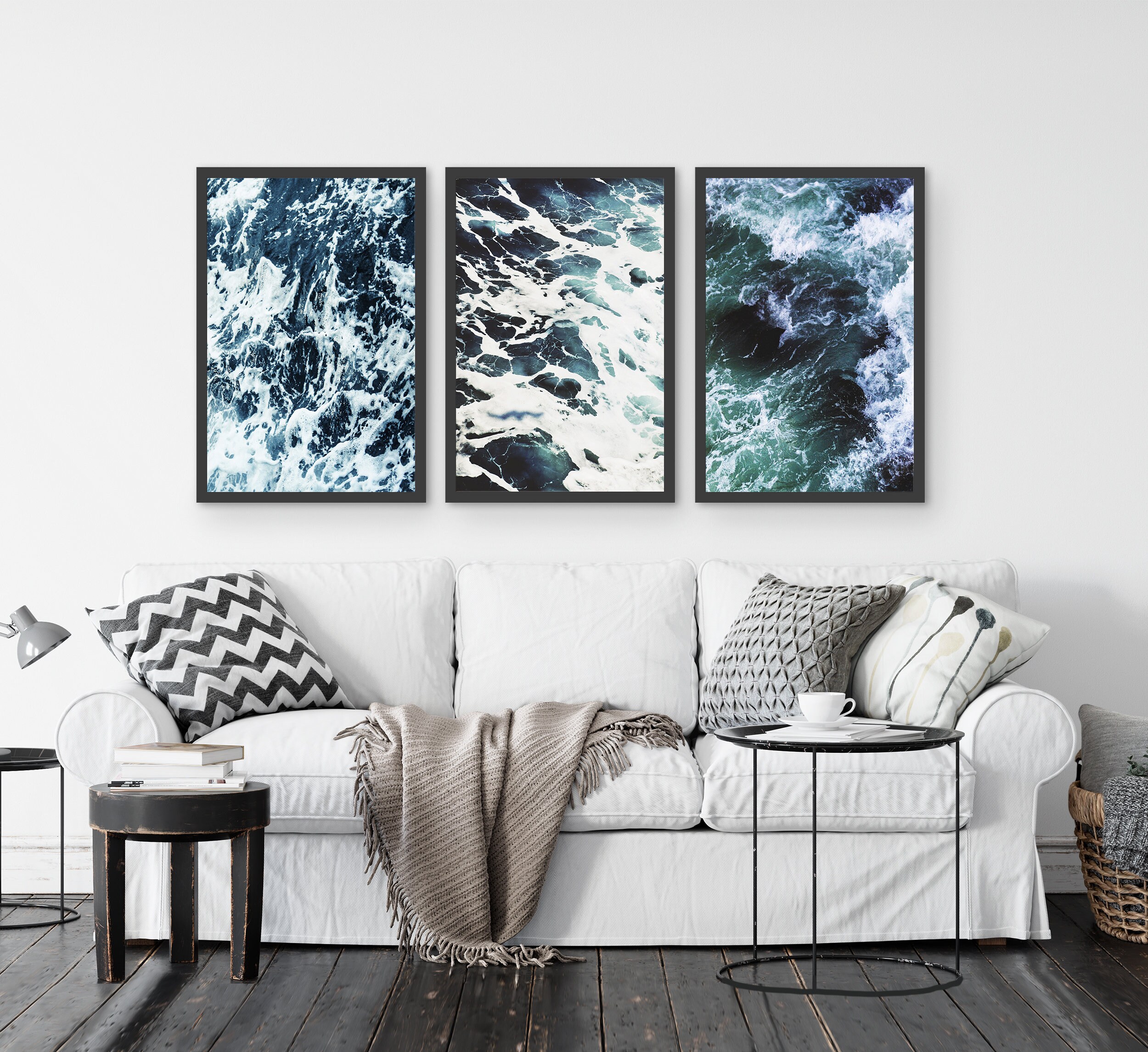 Ocean Poster Set of 3 Waves Large Modern Waves Photo | Etsy