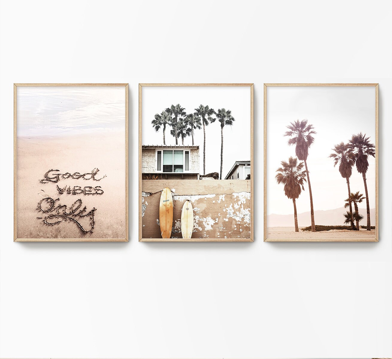 Coastal Surf Poster Tropical Beach Palm Boho Coastal Print - Etsy