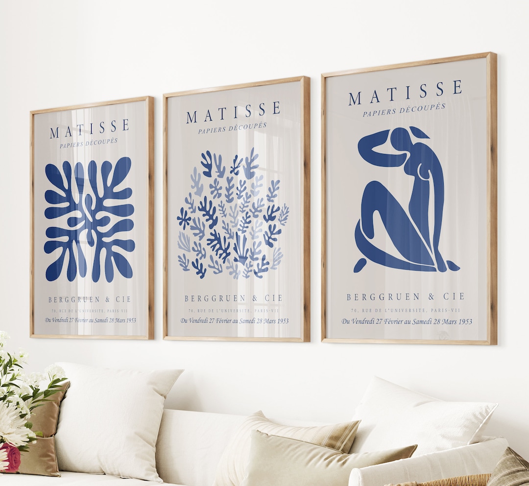 Henri Matisse Print Set: Navy Blue Museum Art, Trendy Exhibition - Etsy