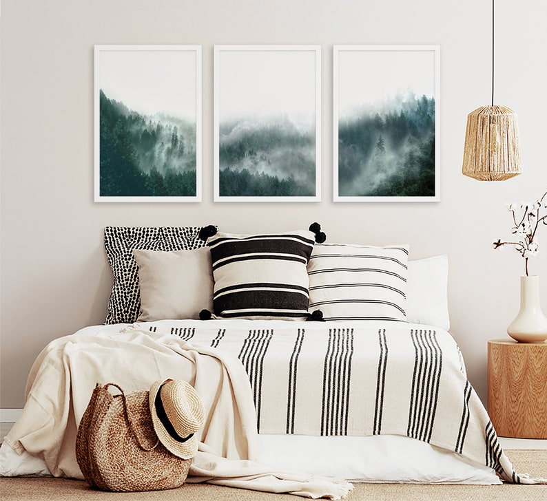 Fog Forest Set of 3 Misty Nature Poster Scandinavian Forest | Etsy
