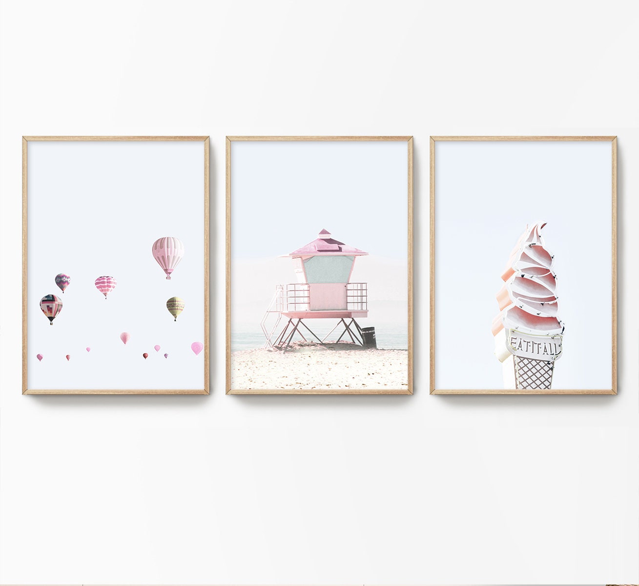 Nursery Beach Set Coastal Themed Decor Girls Room Poster | Etsy