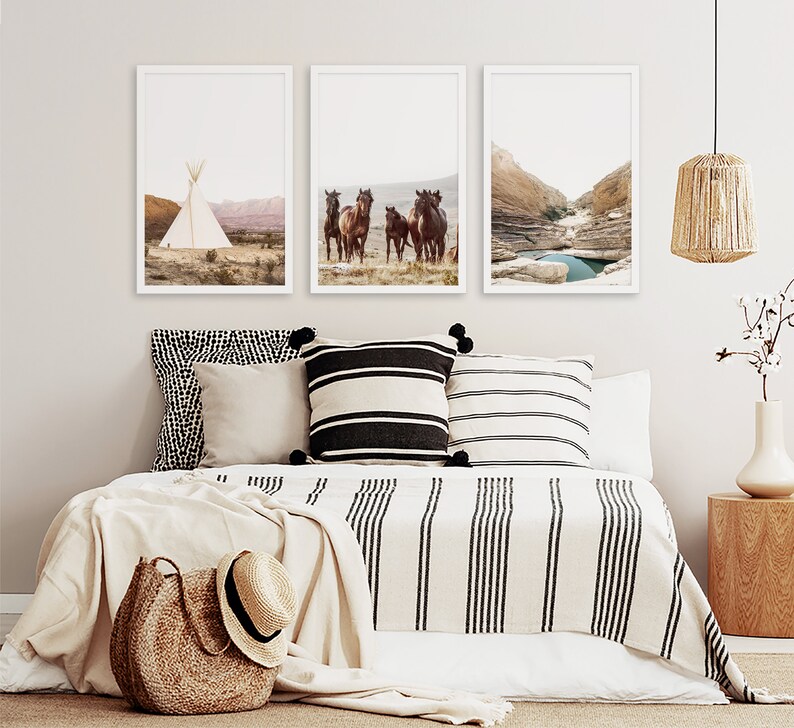 Texas Desert Art Print Set: Teepee, Wild Horses, Big Bend - Etsy