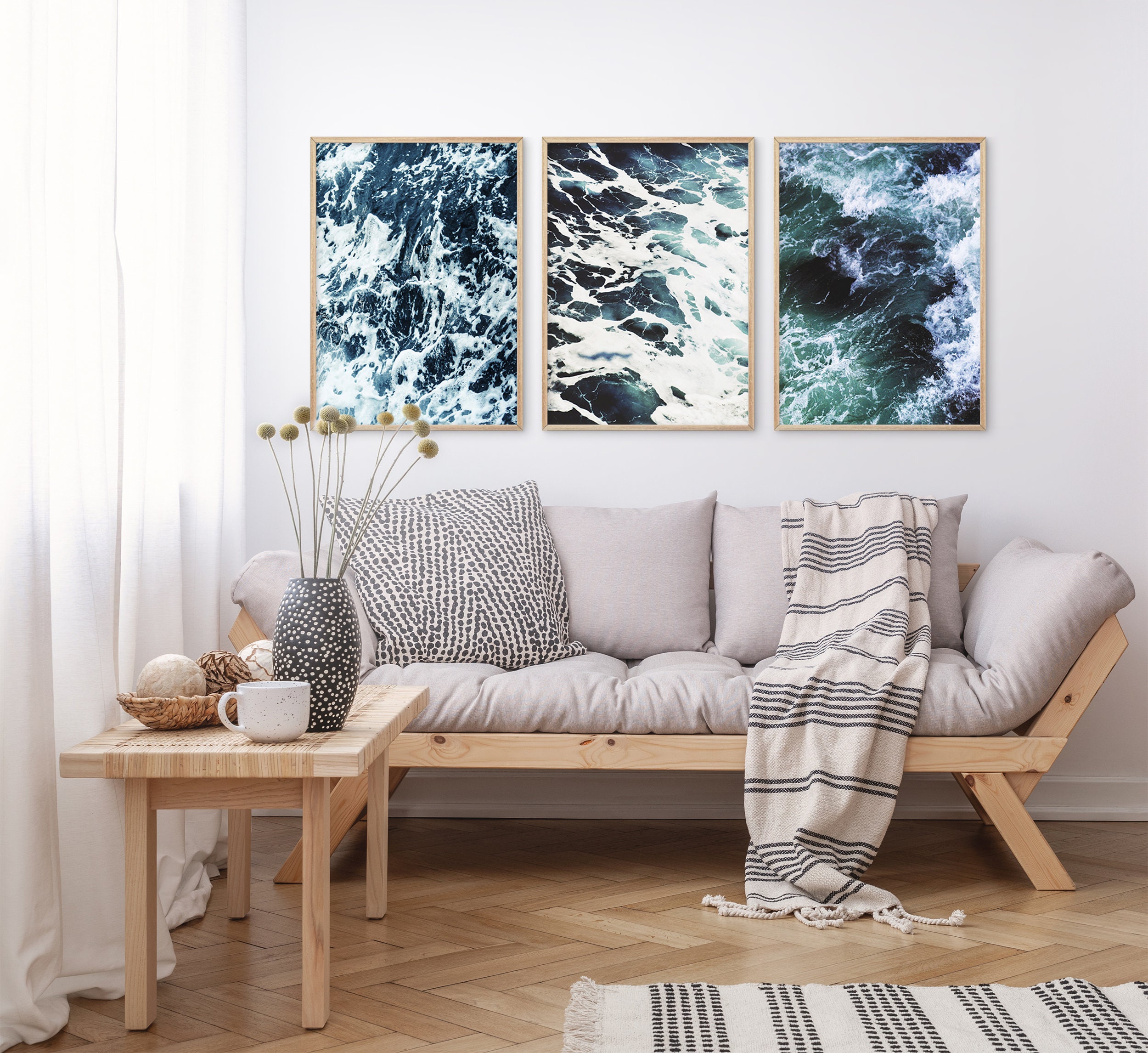 Ocean Poster Set of 3 Waves Large Modern Waves Photo | Etsy