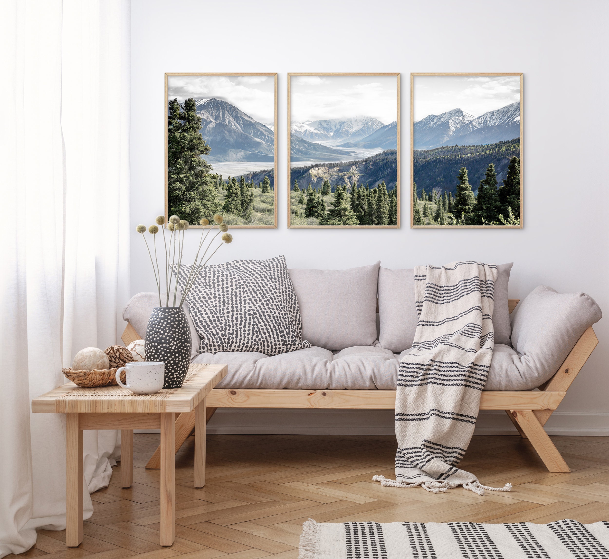 Mountain Forest Art Print Set: National Park Landscape, Modern Nature ...
