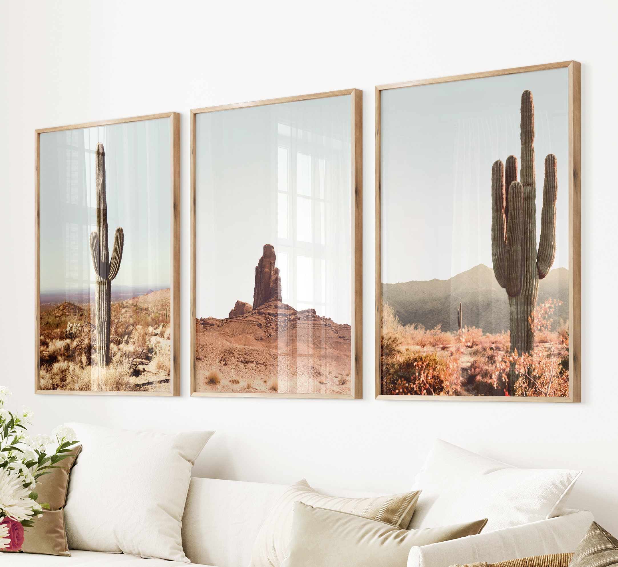 Sedona Red Rocks Triptych: Arizona Desert Cactus Art Prints - Etsy