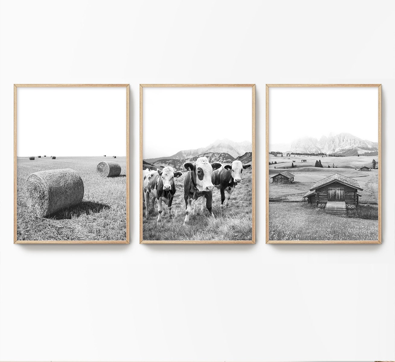 Black White Farm Country Set Photo Rustic Cottage Art Nursery - Etsy