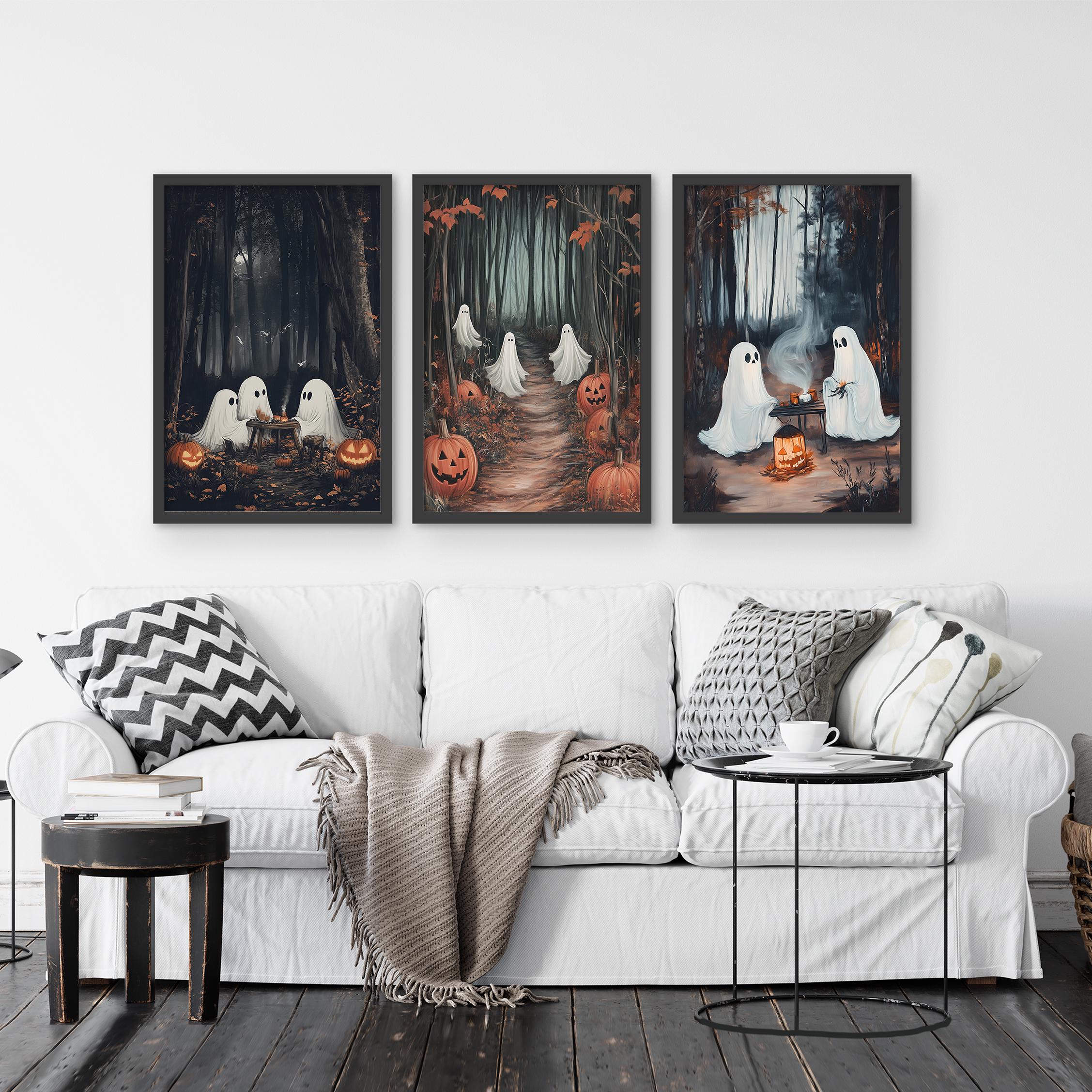Halloween Ghost Print Set: Spooky Autumn Wall Art - Etsy