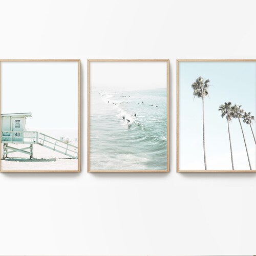 Large Beach Print 3 Piece Beach Set Surf Poster Set of 3 - Etsy