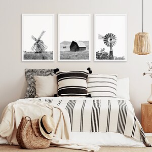 Farm Set of 3 Poster Large Rustic Set 3 Photo Windmill Wall Decor ...