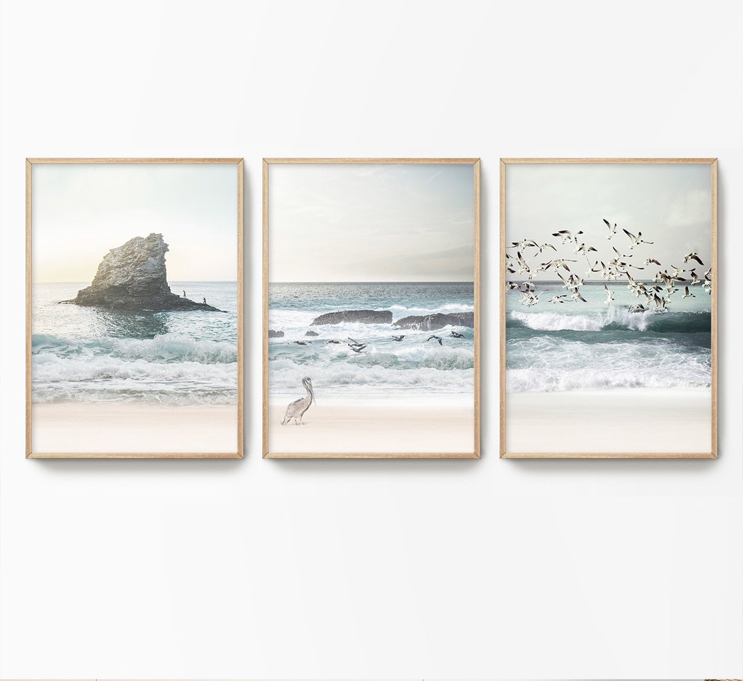 Beach Themed Decor Coastal Beach Print Set of Three Prints - Etsy
