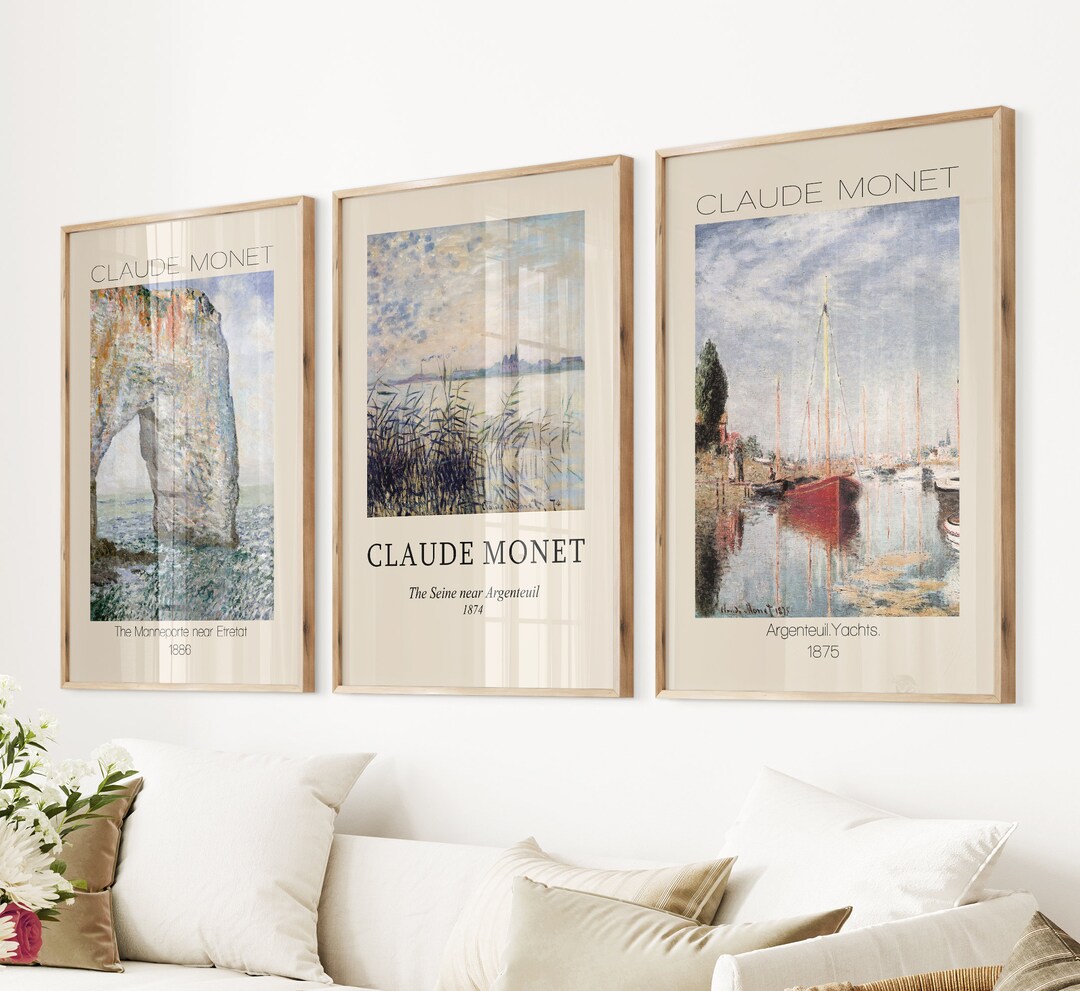 Claude Monet Print Set of 3: Museum Exhibition Wall Art - Etsy