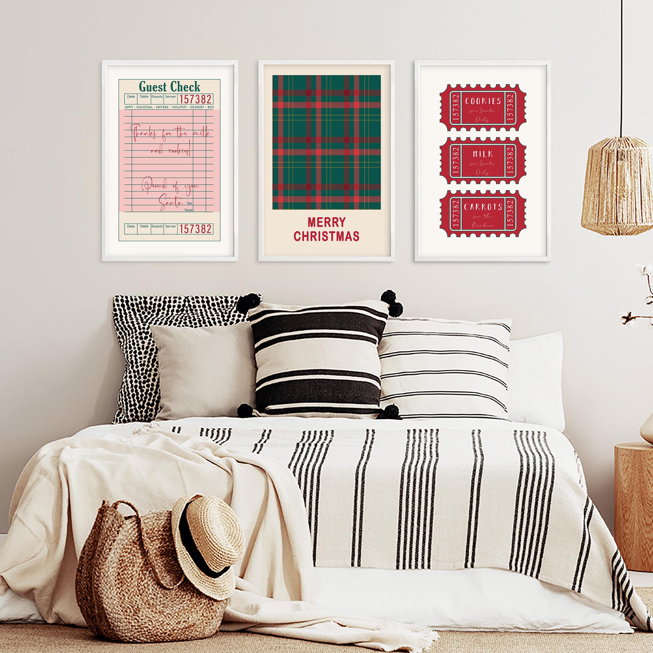 Funny Christmas Wall Art Prints: Santa Guest Check, Cozy Kitchen Decor ...