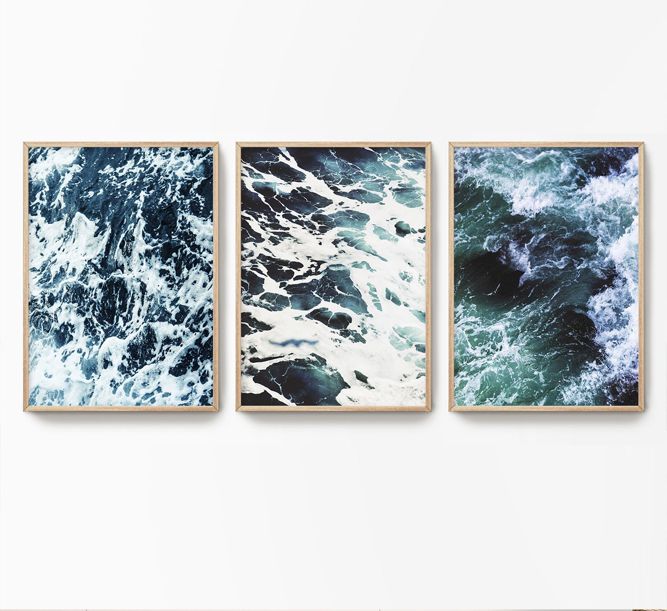 Ocean Poster Set of 3 Waves Large Modern Waves Photo | Etsy