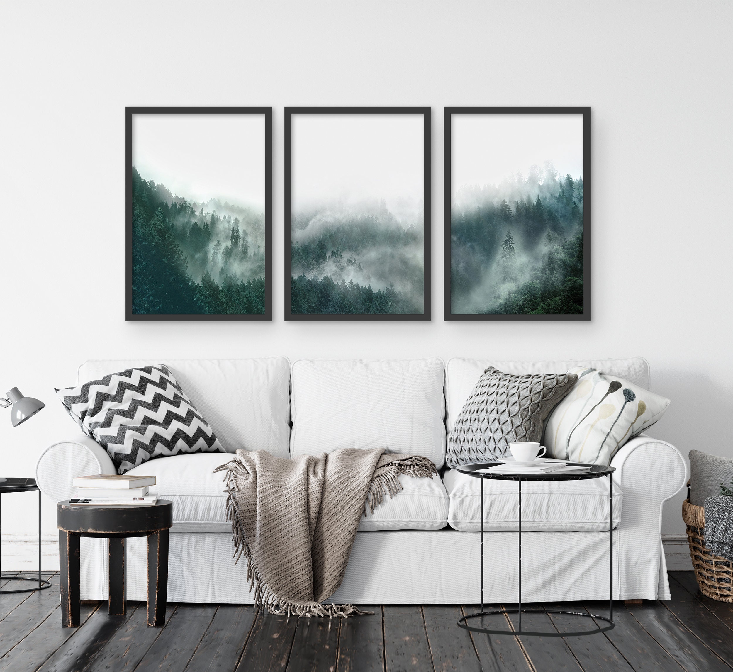 Fog Forest Set of 3 Misty Nature Poster Scandinavian Forest | Etsy