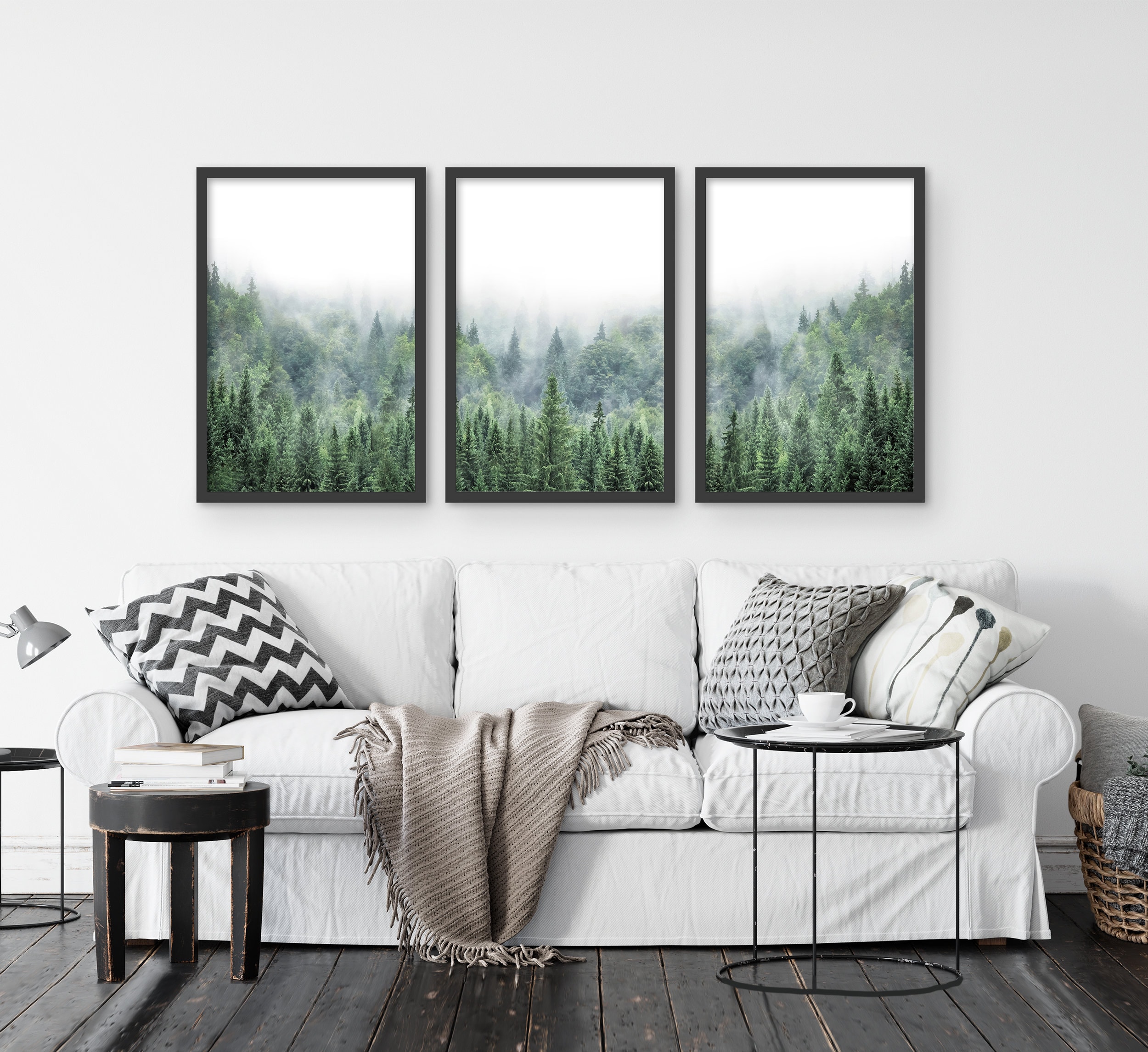Green Forest Giclee Print Set: Pine Tree Landscape Wall Art - Etsy