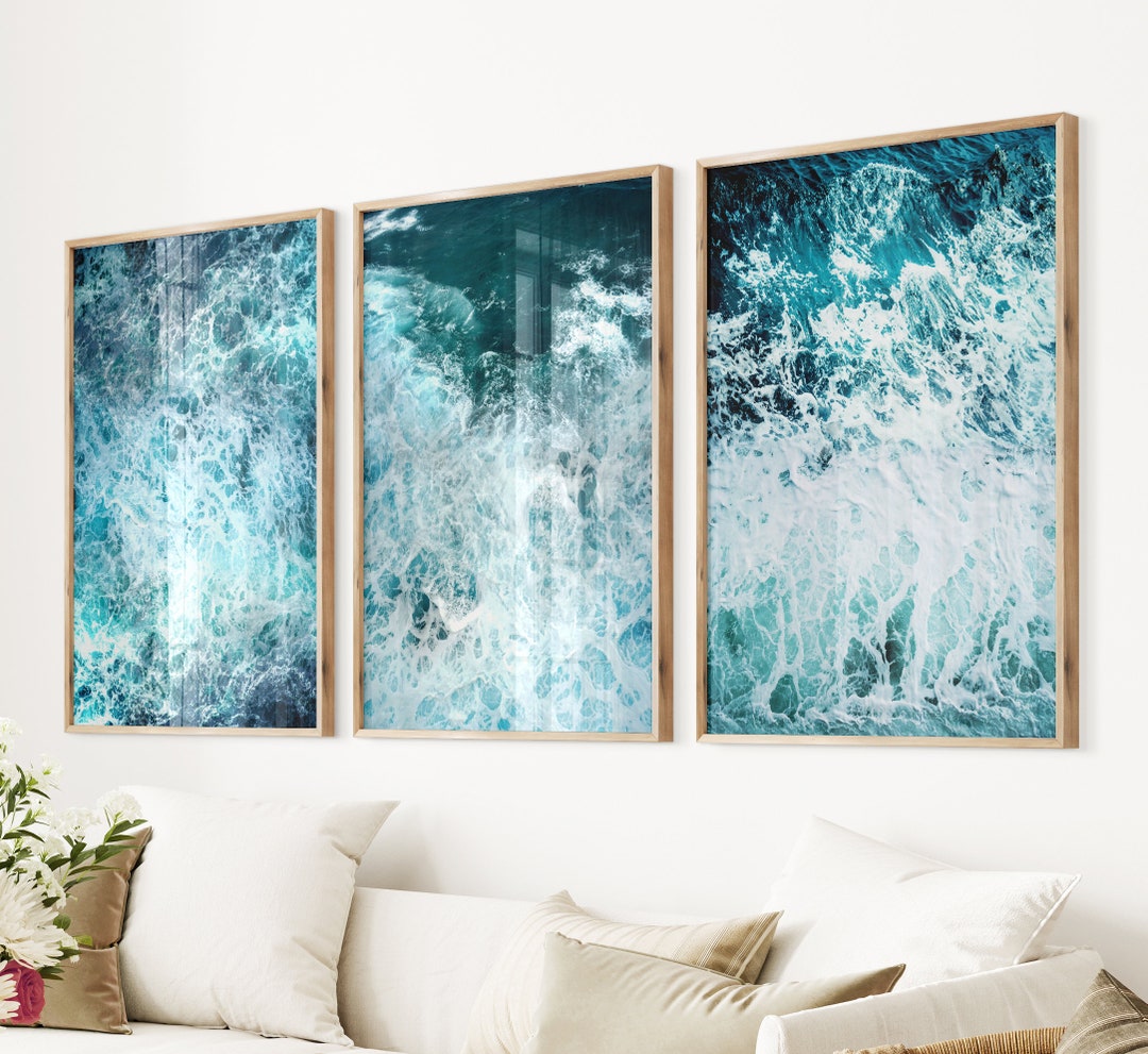 Ocean Waves Photo Giclee Art Print Waves Set of 3 Large Ocean Poster ...