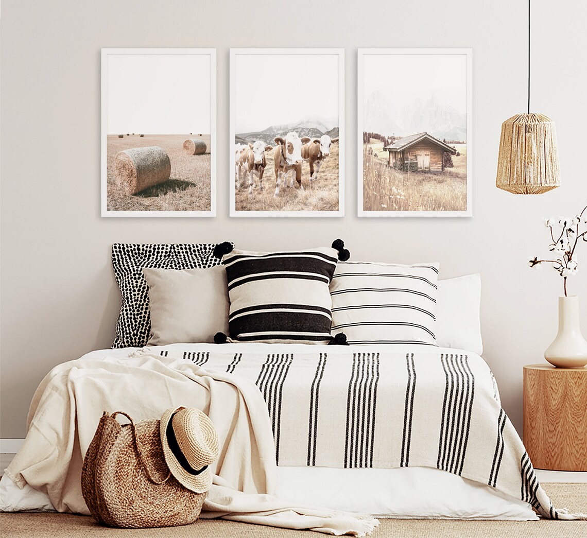 Farm Set of 3 Prints Rustic Wall Photo Kitchen Farm Decor Cows - Etsy