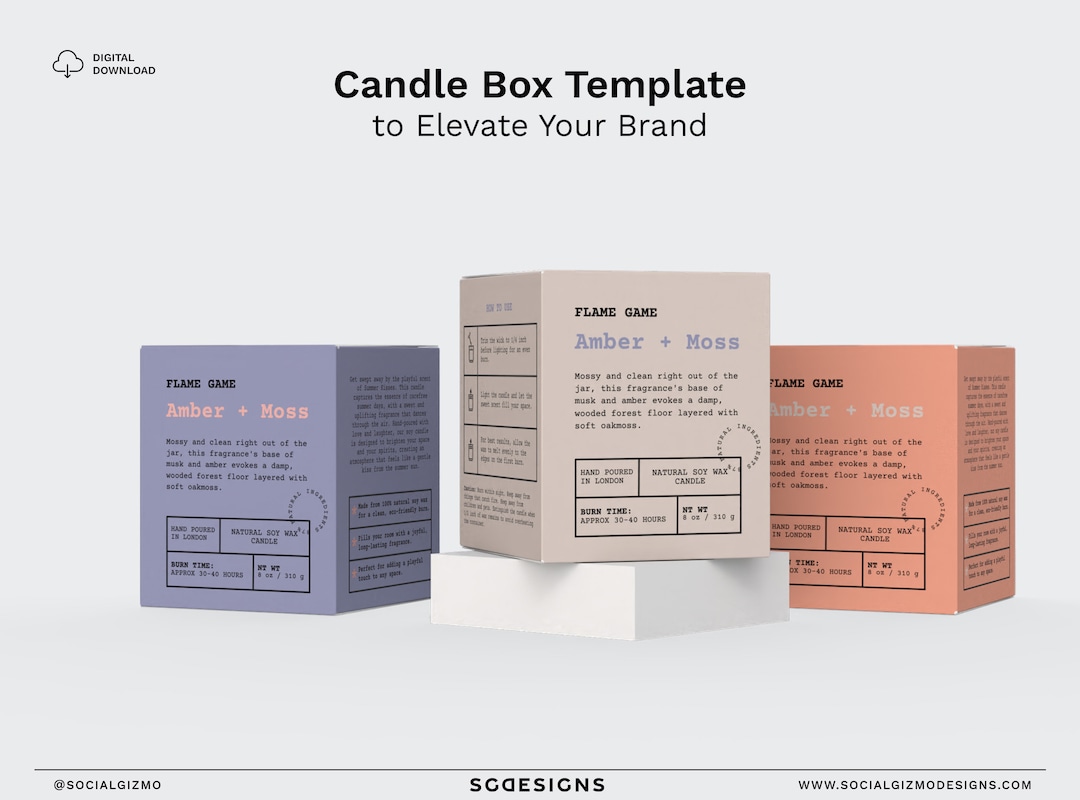 Modern Apothecary Candle Box Design Template, Minimal Beige DIY Candle ...