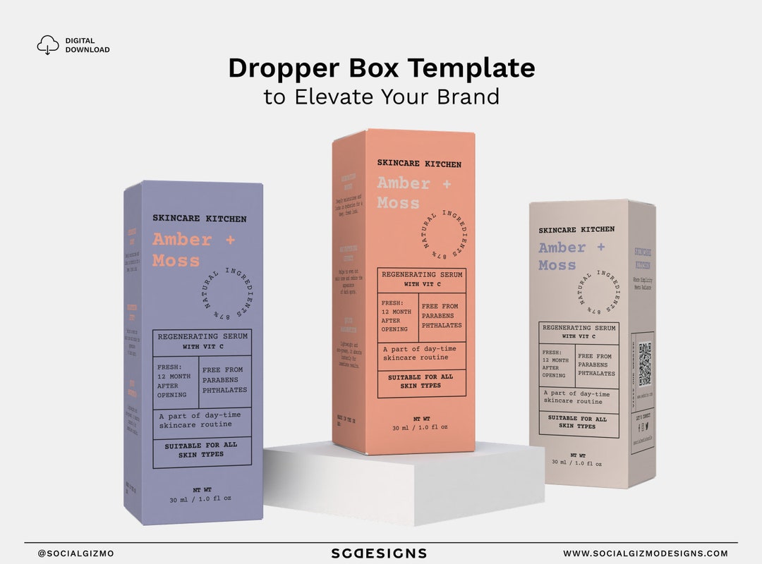 Modern Apothecary Dropper Box Design, Modern Face Serum Box Design ...
