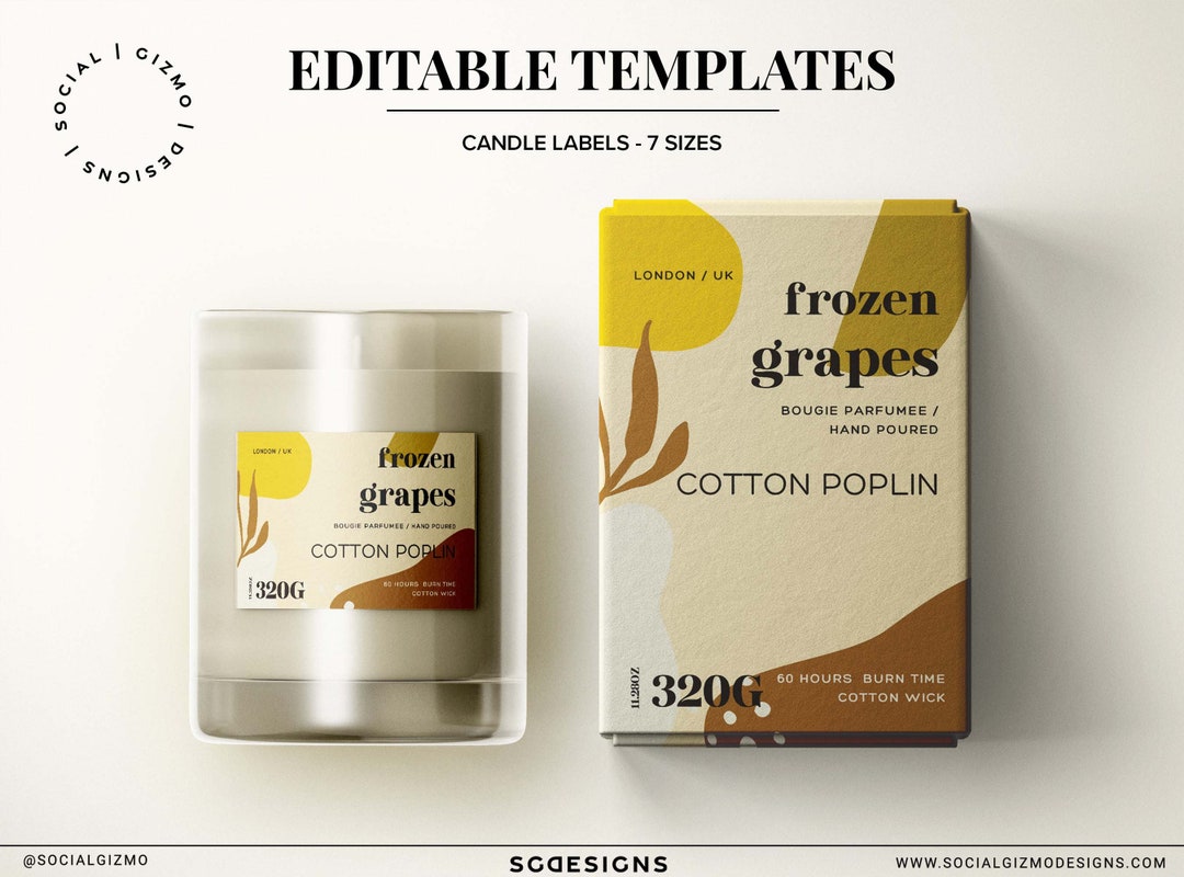 Playful Botanical Candle Label Templates: DIY Playful Labels Bundle ...