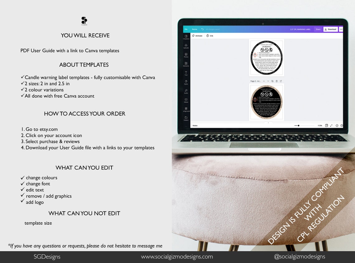 CLP Label Template, Candle Warning Labels, DIY Candle Warning Label ...