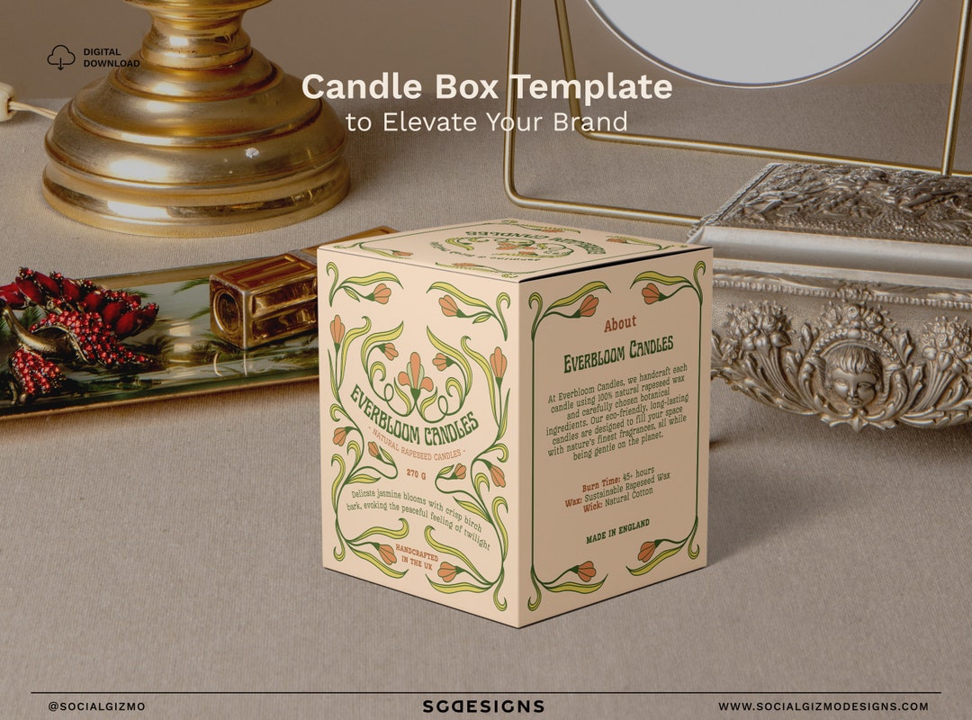 Elegant Vintage Candle Box Design Template, Art Nouveau Candle Box ...