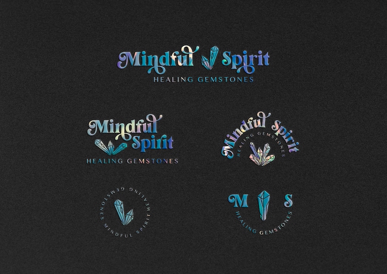 Mystic Crystal Logo Set: Esoteric Gemstone Logo Suite Bundle Design ...
