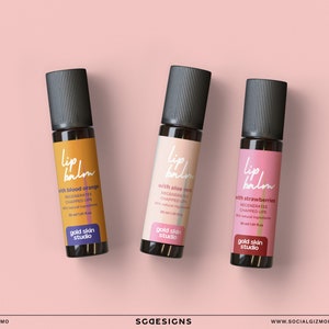 Modern DIY Lip Balm Wrap Around Label, Chic DIY Lipstick Label Template, Roll on Bottle Labels ...