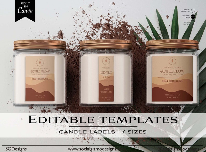 Boho Candle Labels Earthy Candle Labels Editable Candle | Etsy