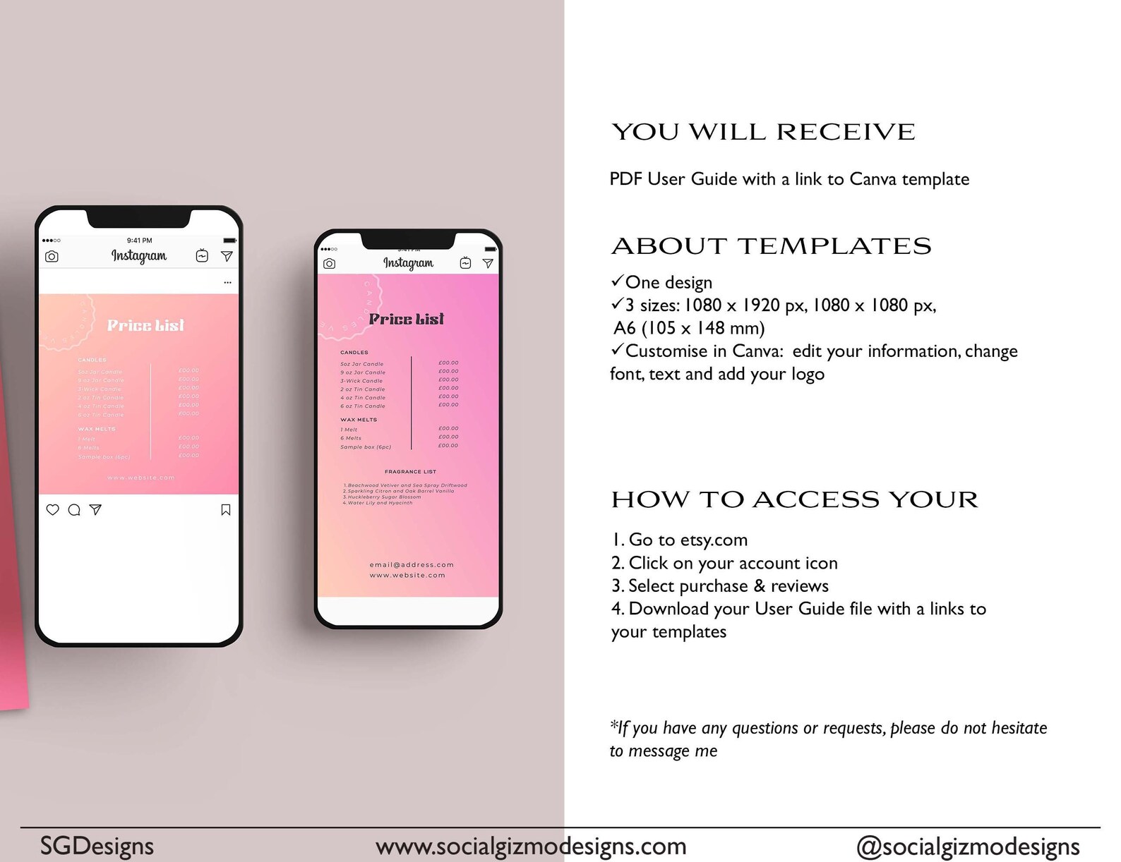 Editable Price Menu Template for Candle Business Retro Scent - Etsy