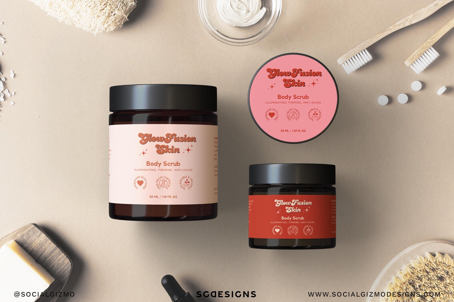 Body Scrub Label Template, Cosmetic Jar Label Set, Editable Skincare ...