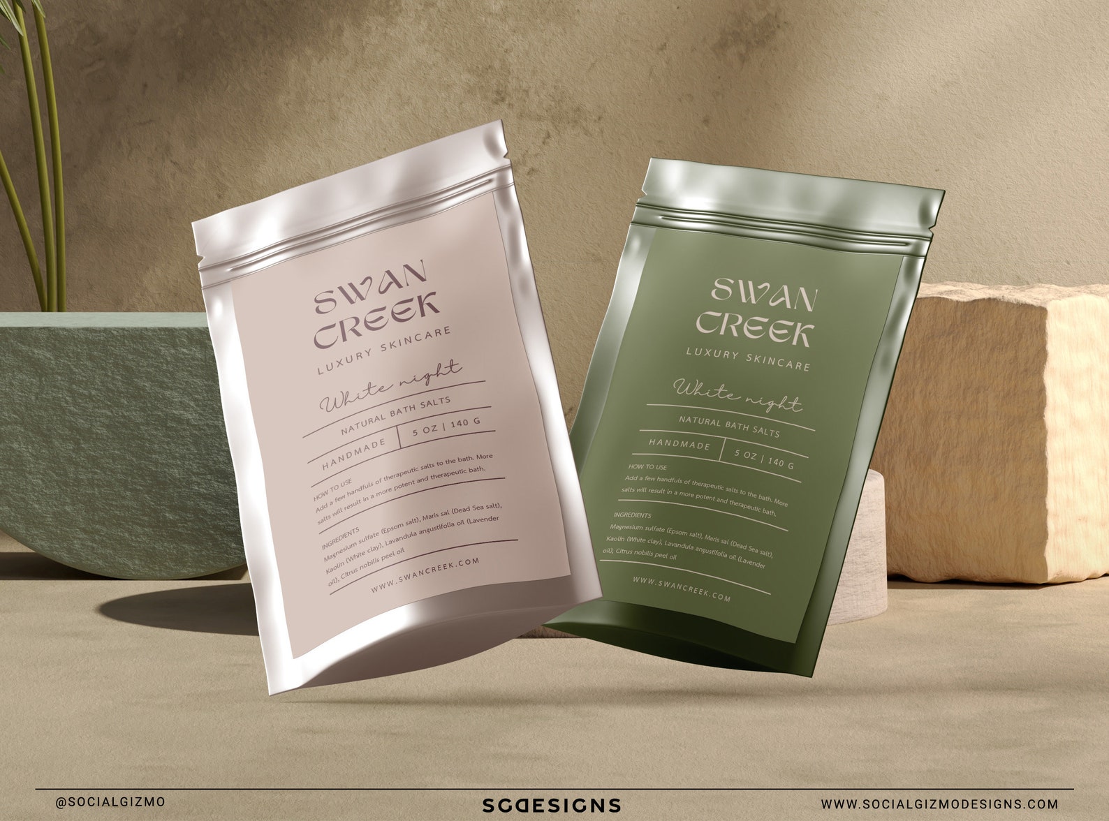 Modern Pouch Label Template DIY Bath Salt Labels for - Etsy