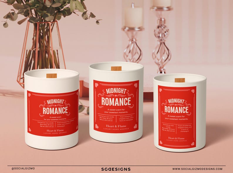 Valentine's Candle Label Bundle: Elegant Label Templates Design ...