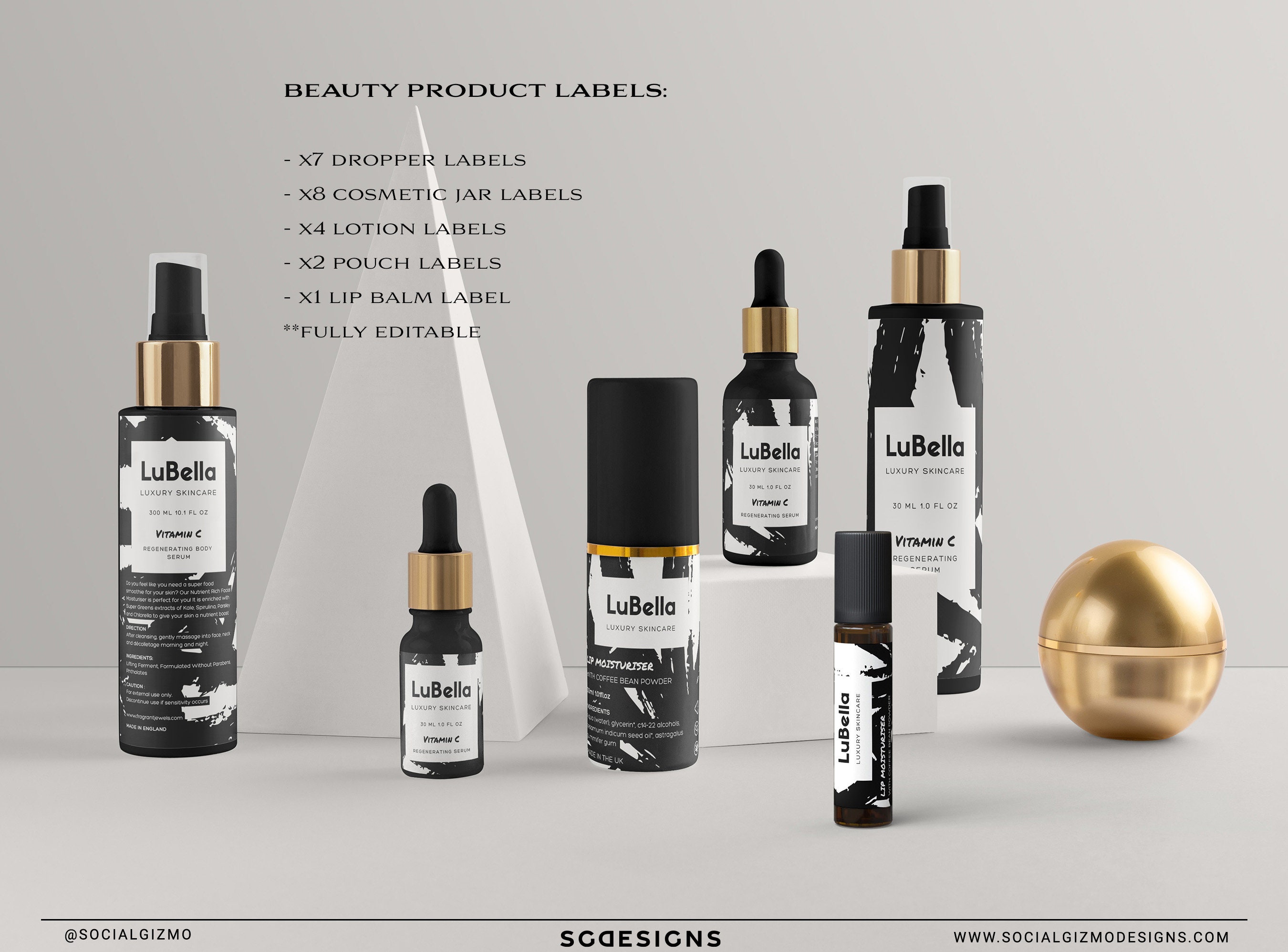 Modern and Bold Skincare Branding Kit Black Minimalist - Etsy