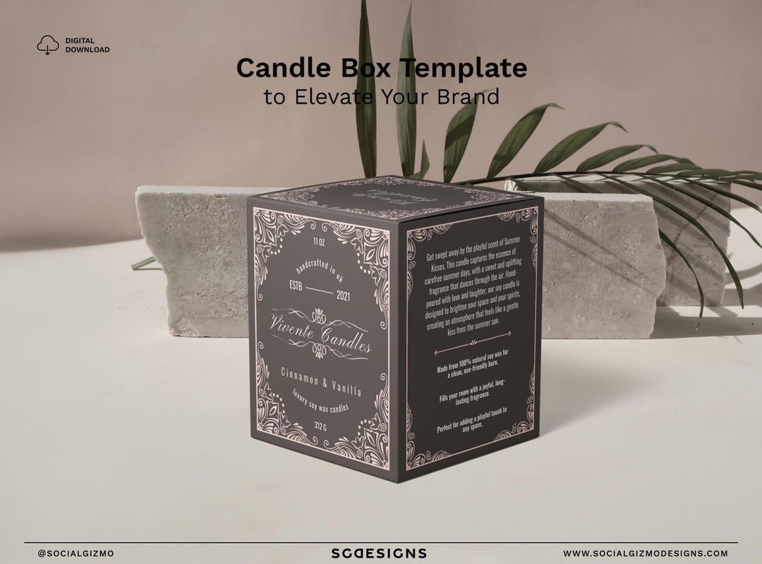 Elegant Vintage Candle Box Template, Apothecary Candle Box Design, DIY ...