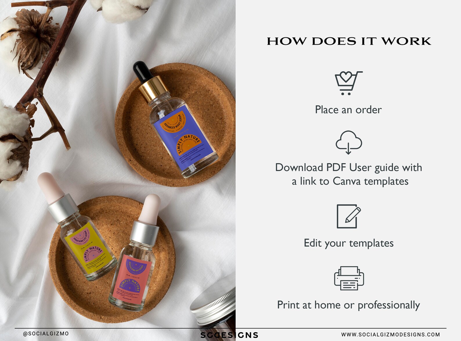 DIY Bold Dropper Label Template, Modern Serum Label Template, Editable ...