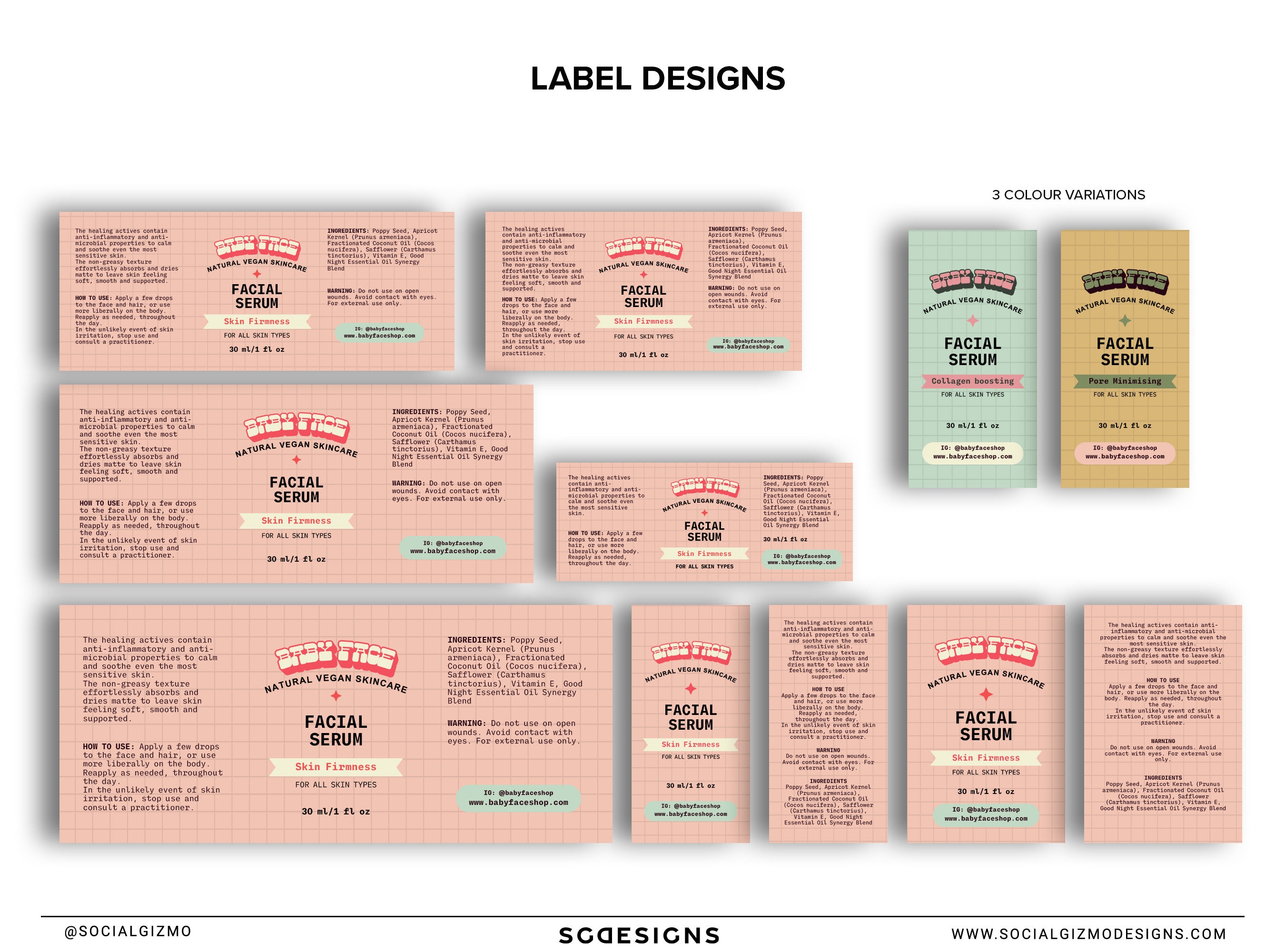 Retro Pink DIY Dropper Label Template, Funky Cyan Serum Label Template ...