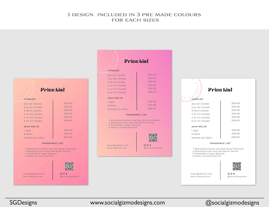 Editable Price Menu Template for Candle Business Retro Scent - Etsy